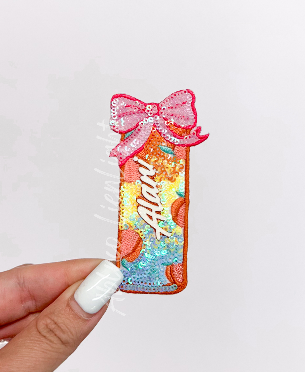 Small Alani Peach Energy Drink Sequin Patch – Bespoke Hat Co